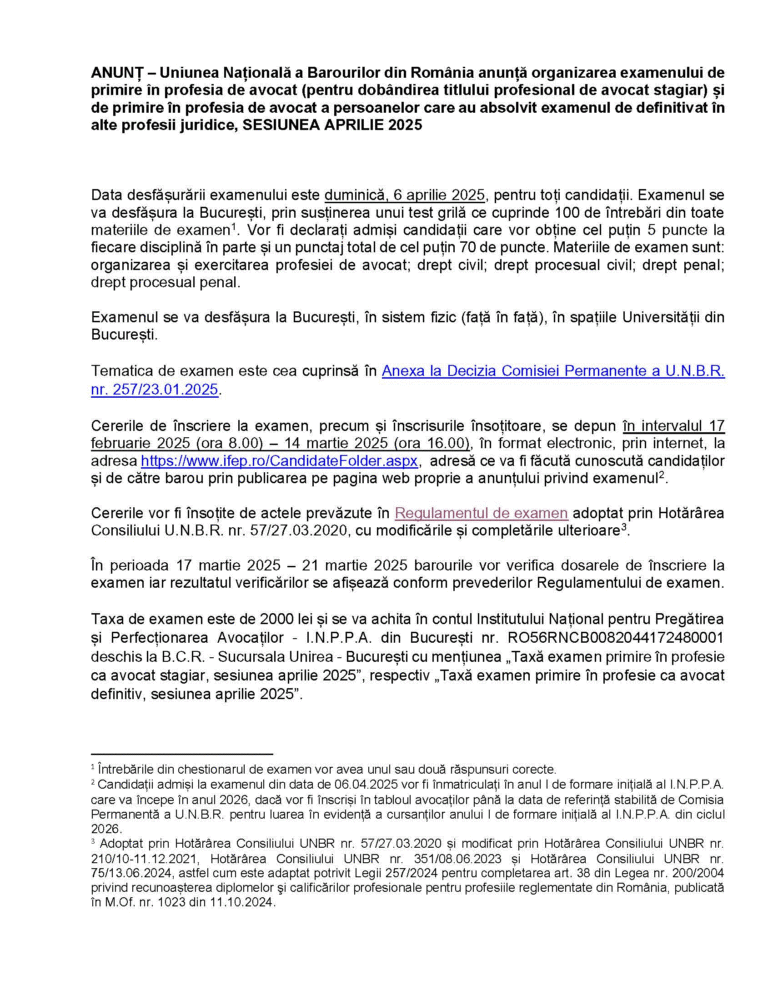 BAROUL TULCEA EXAMEN - Ziarul Delta Tulcea